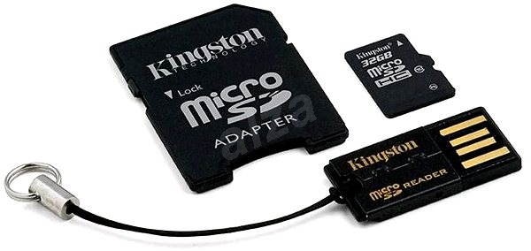 Kingston Micro SDHC 32 GB Class 10 + SD adaptér a USB čítačka ...