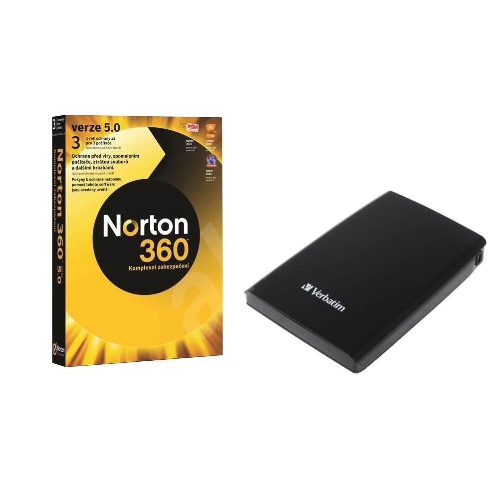 Symantec Norton 360 5.0 CZ (1 User 3 PC) + Verbatim 2.5" Store 'n' Go ...
